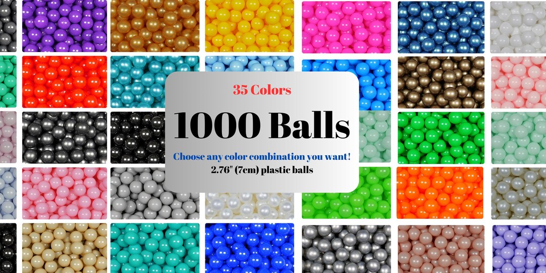 1000 Balls for Ballpit, 35 Colors - 2.76" (7 Cm), Plastic Balls, Non ...