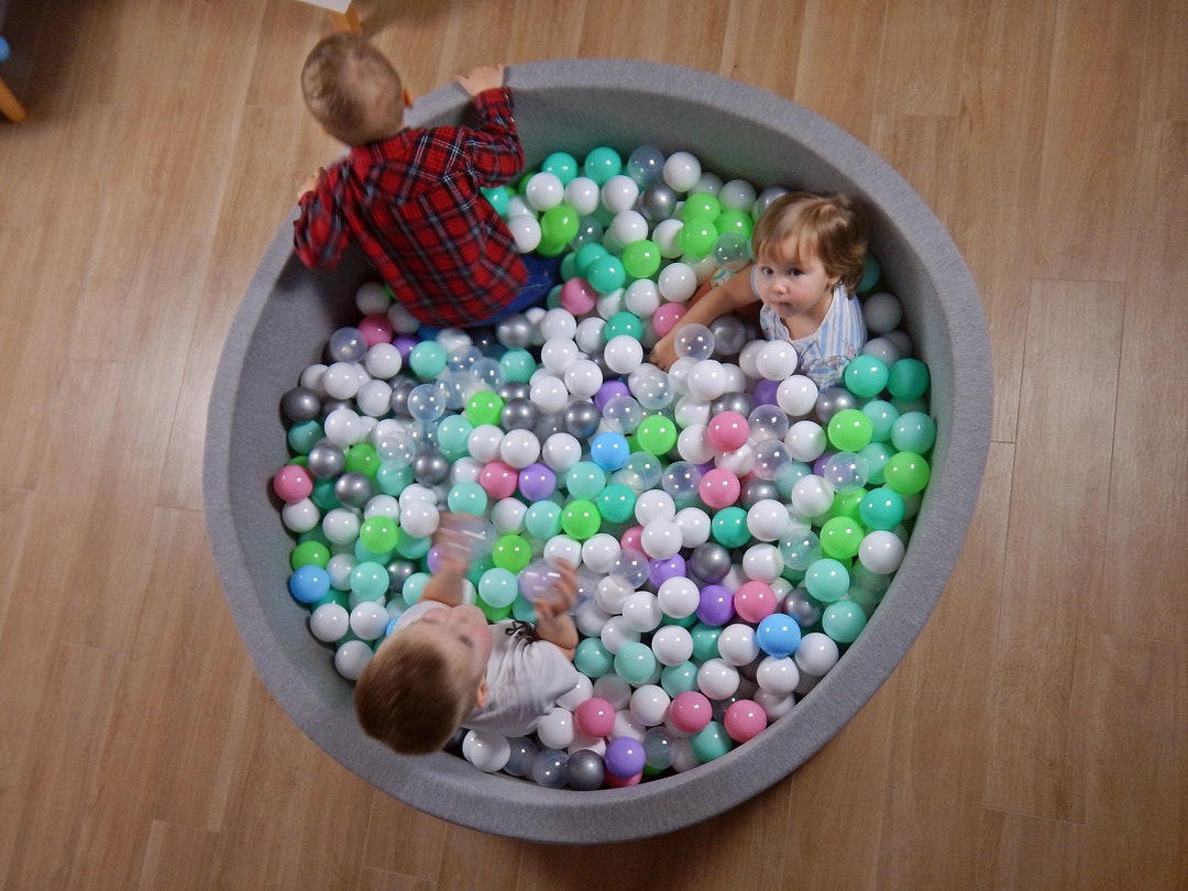 110x30 Light Gray Ball-pit Round Baby Foam Round Ball Pit, Ball Pit ...
