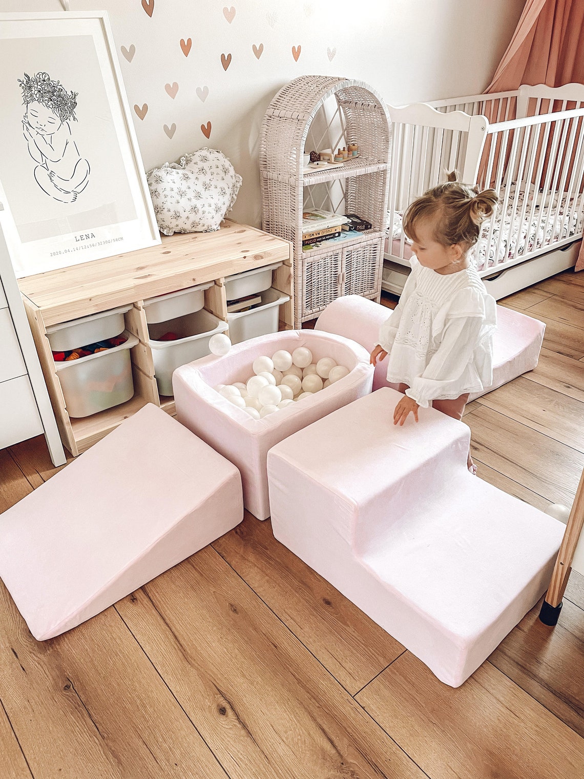 Climbing, Foam Play Set, Light Pink, Home Playground Gym, Ball Pit ...