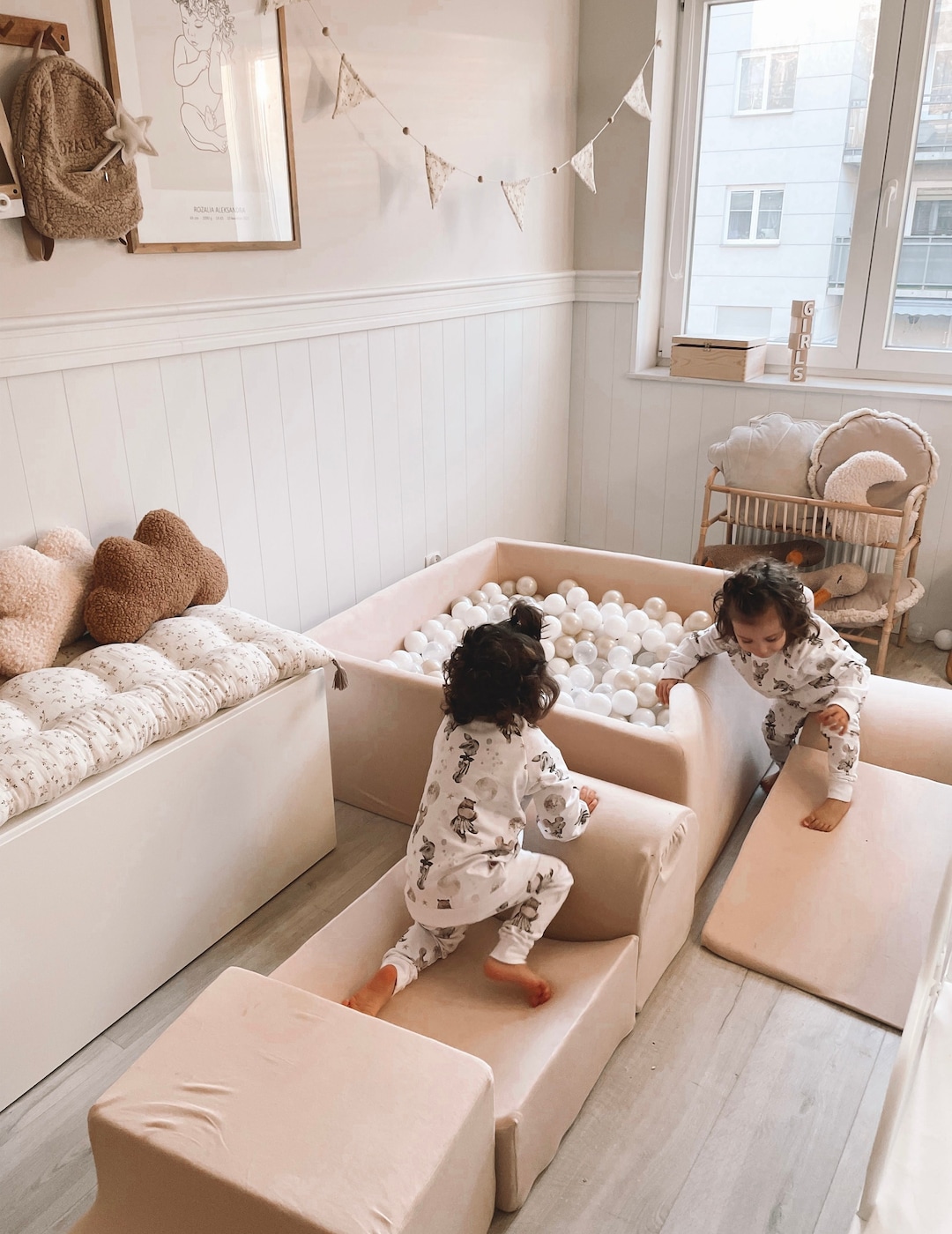 Foam Climbing Set, Playground for Children, Square Pool 110x110x40cm ...