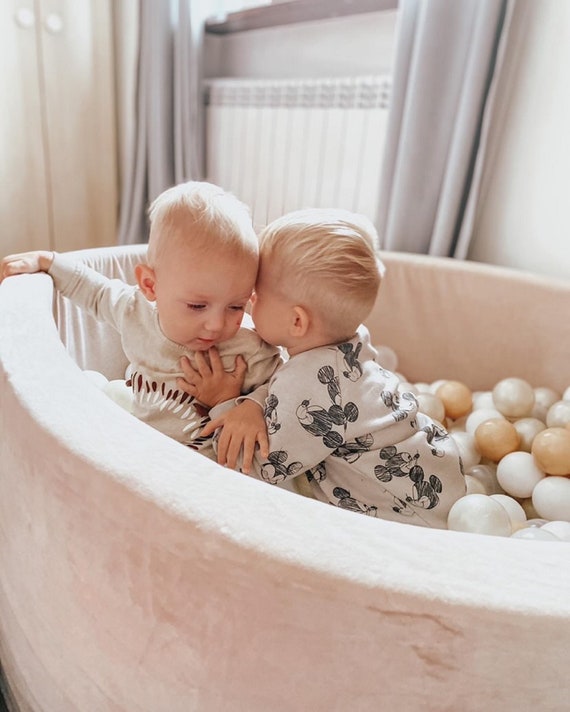 XL Large Set Cotton Velvet Beige Ball-pit Round Baby Foam | Etsy
