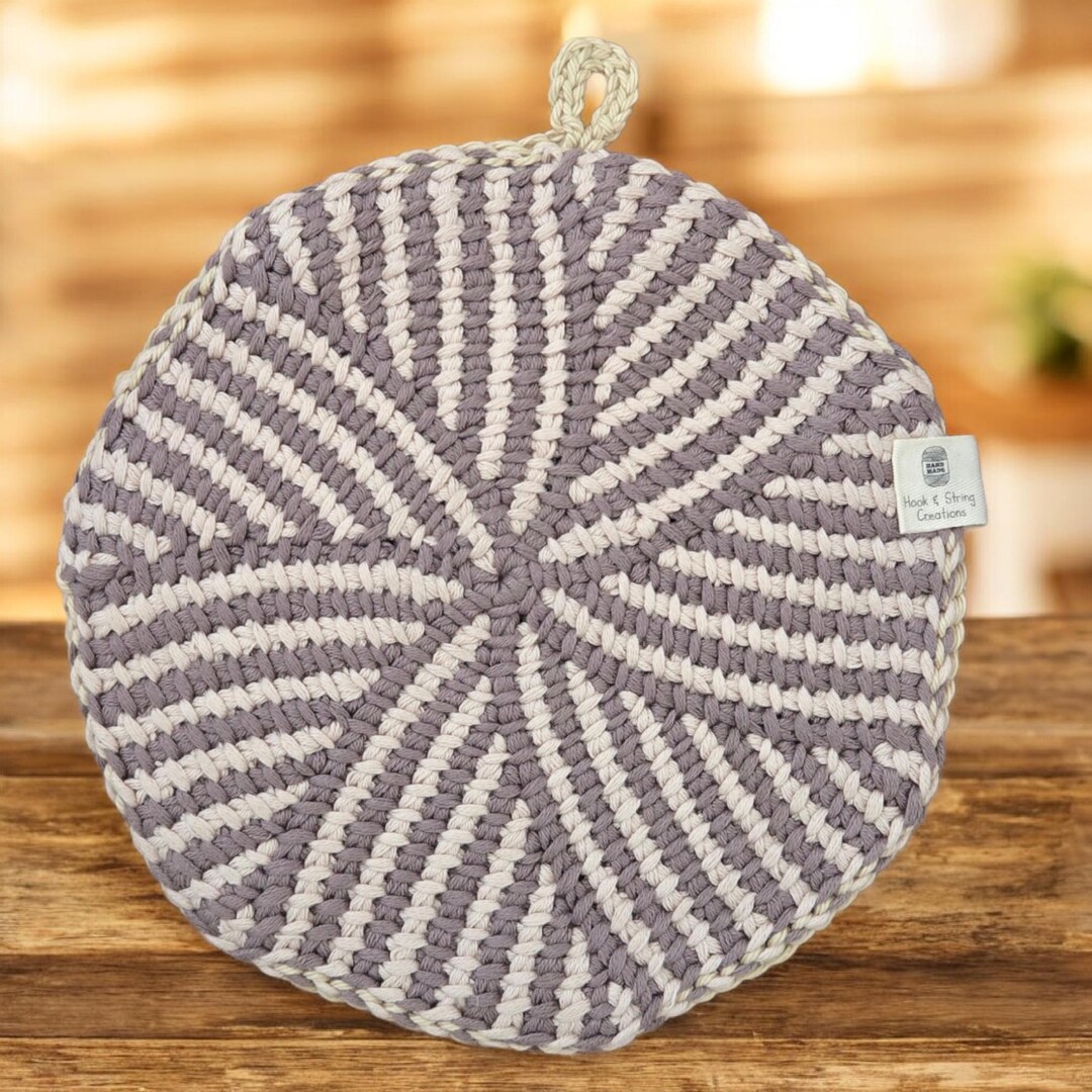 Round Cotton Crochet Hot Pad | Refined Trivet for Tabletop Use - Artful ...