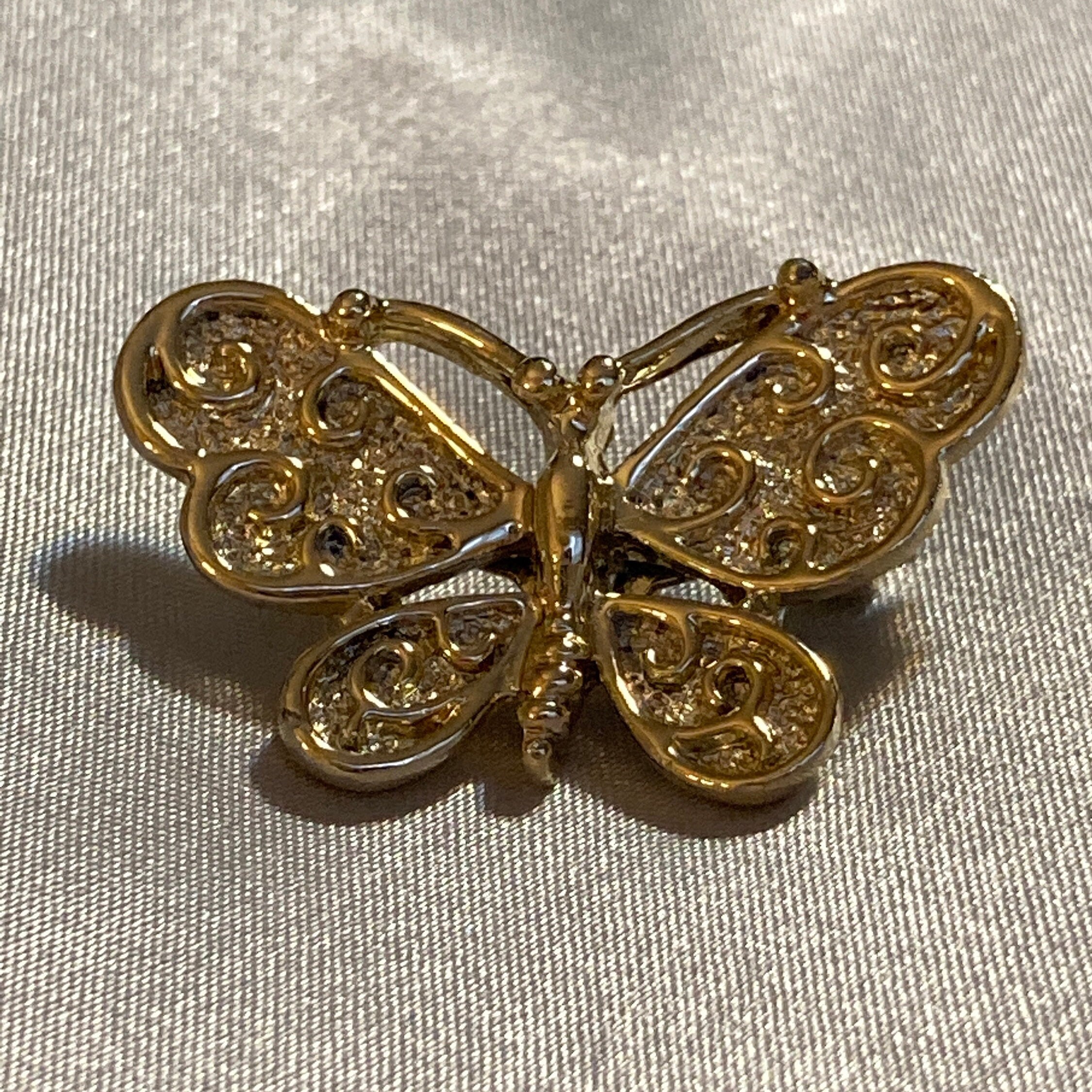 Vintage Butterfly Pin Gold Toned Tiny Marcasite Simple - Etsy