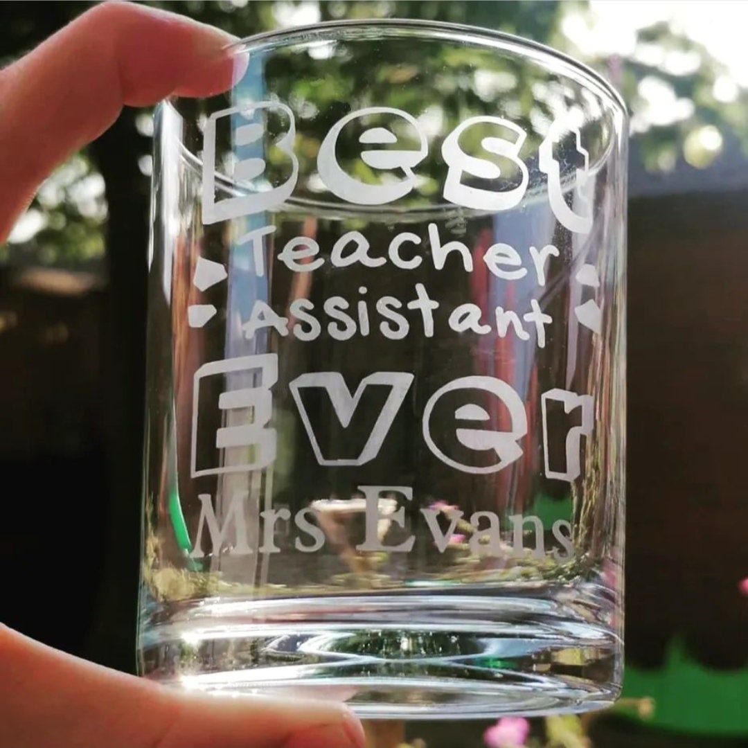 Personalised Teaching Assistant Glass | End of Year Teacher Gift ...