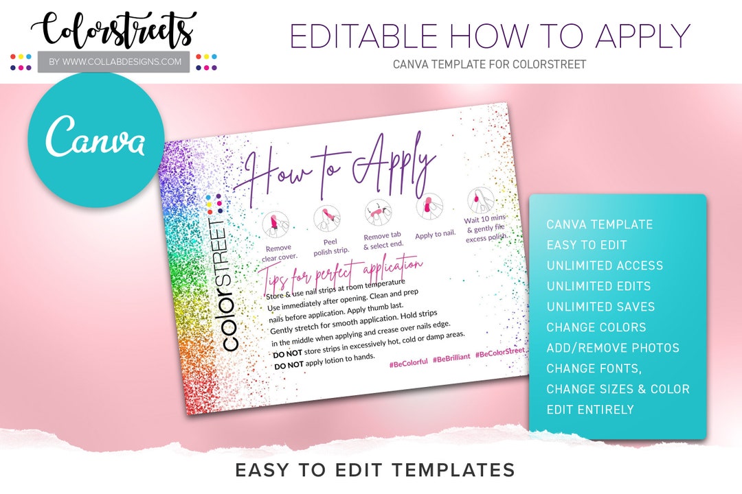 Colorstreet How to Apply Postcards Editable Template How to - Etsy