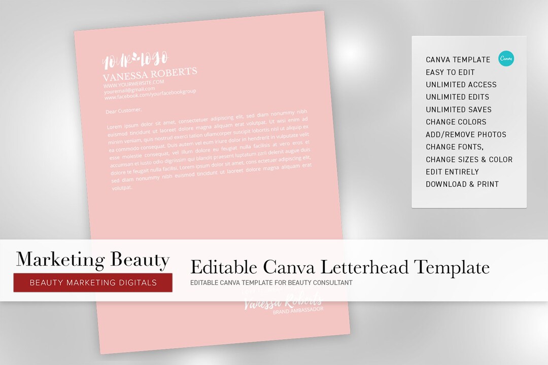 Red Aspen Letterhead, Editable, Template, Canva Doc, Red Aspen ...