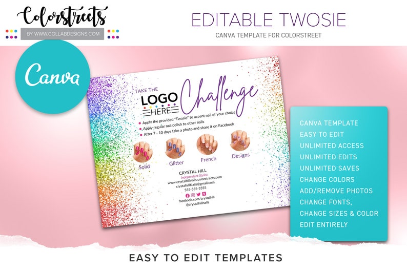 Colorstreet, Marketing Bundle, Editable, Canva, Business Card, Scratch ...