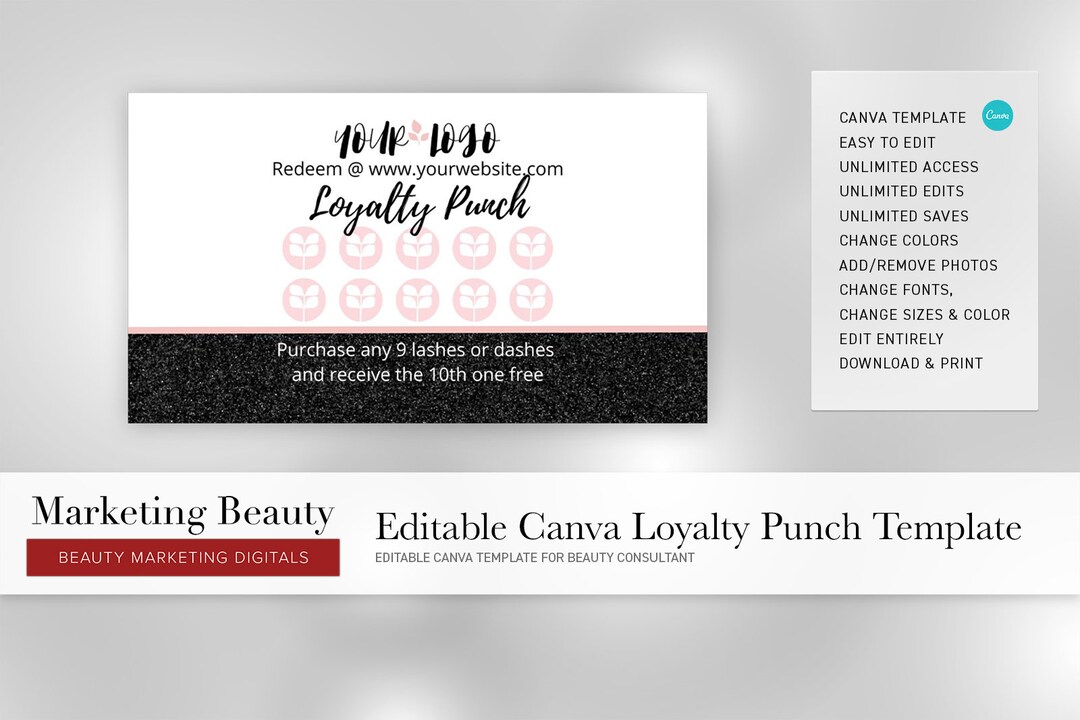 Red Aspen Loyalty Punch Card, Editable, Template, Loyalty Punch Card ...