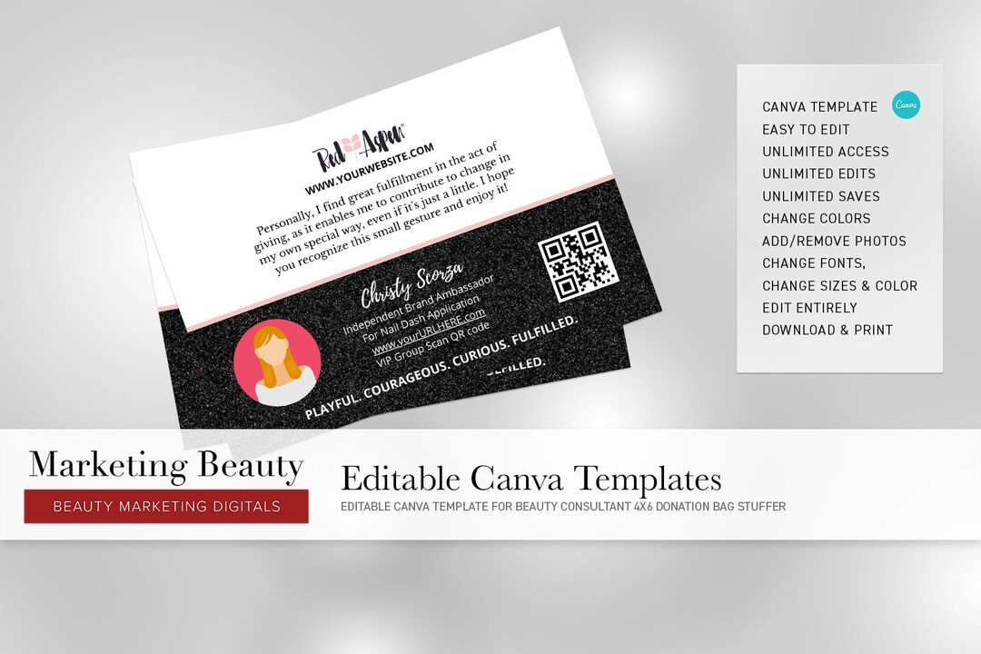 Red Aspen Donation Bag Stuffer Postcards, Editable, Template, 4 X 6 ...