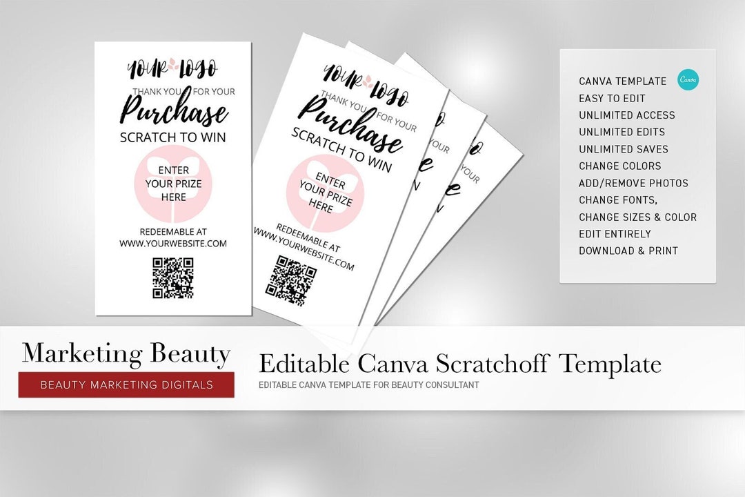 Red Aspen Scratch off Card, Editable, Template, Scratch off Card ...