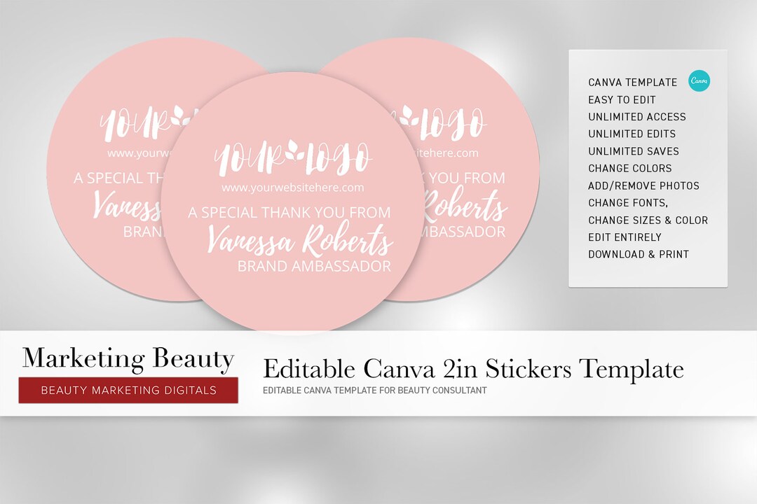 Red Aspen Thank You Sticker, Editable, Template, Thank You Stickers ...