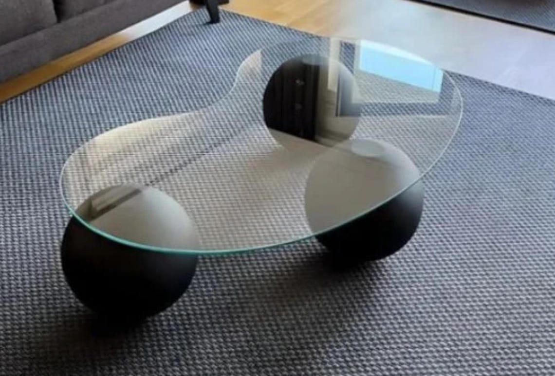 Glass Coffee Table, Solid Wood Ball Feet, Wood Ball, Marble Coffee ...