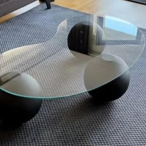 Glass Coffee Table, Solid Wood Ball Feet, Wood Ball, Marble Coffee ...