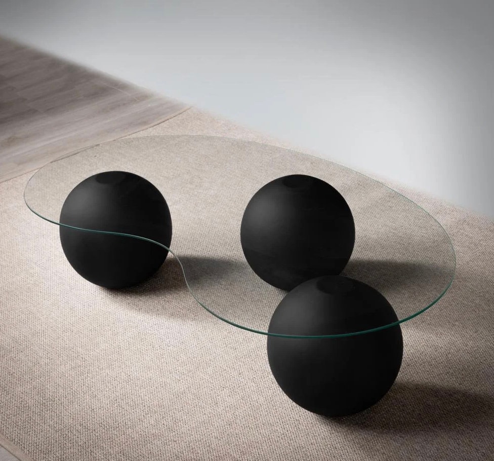 Glass Coffee Table, Solid Wood Ball Feet, Wood Ball, Marble Coffee ...