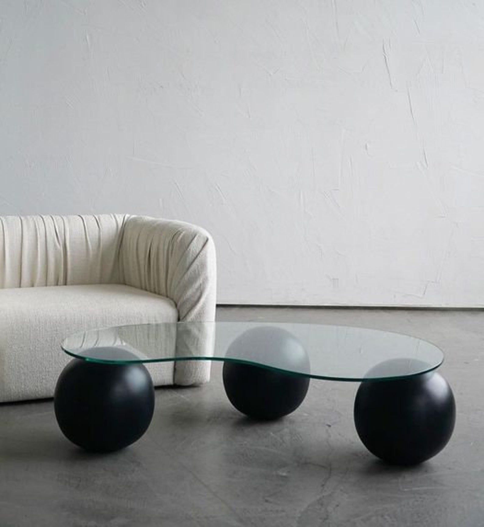Glass Coffee Table, Solid Wood Ball Feet, Wood Ball, Marble Coffee ...