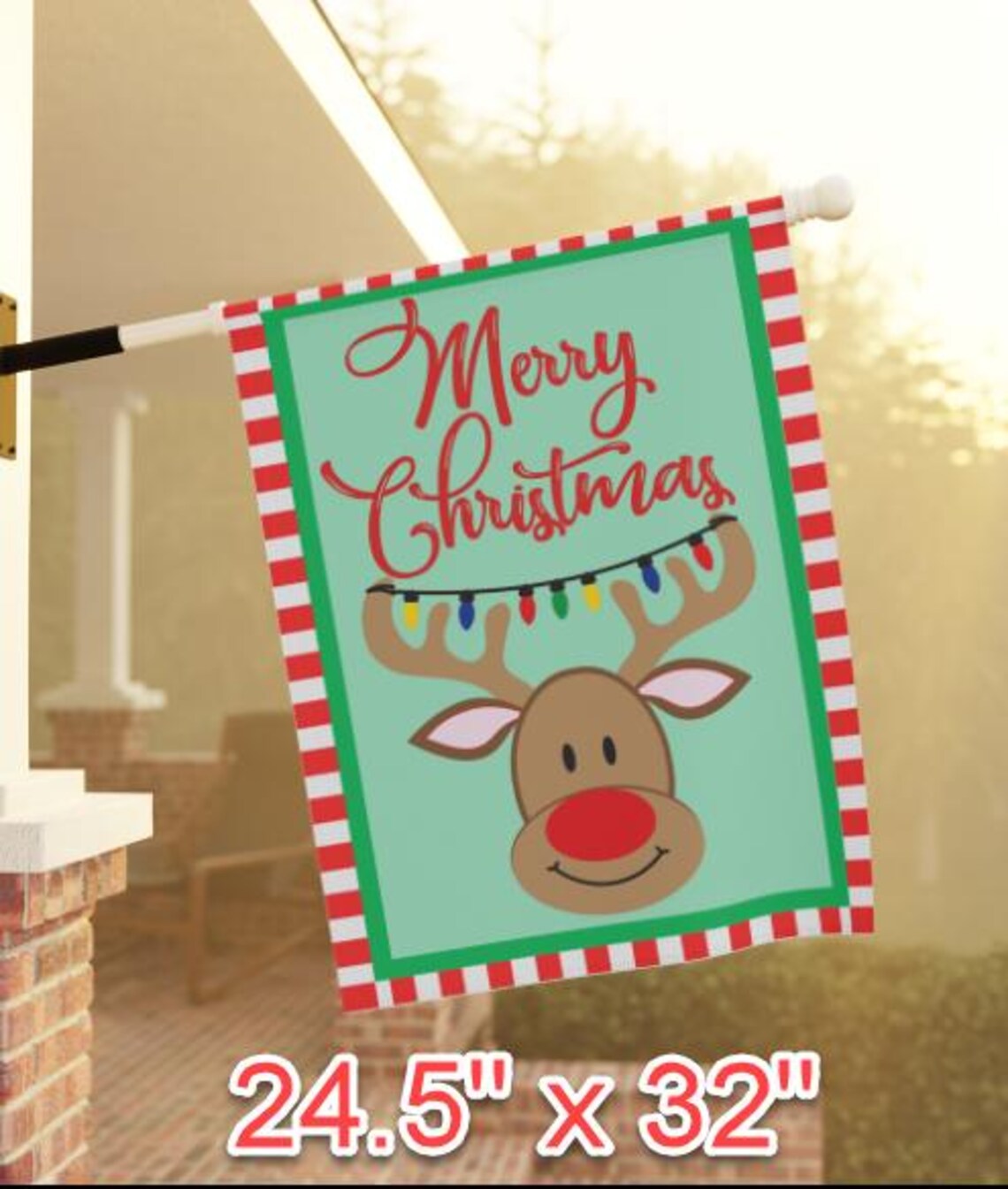Merry Christmas Flag,double-sided Flag, Rudolph the Red Nose Reindeer ...