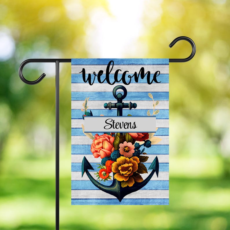 Personalized Anchor Sign, Anchor Welcome Garden Flag, Beach House Decor ...