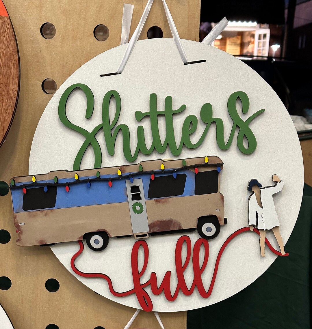 Shitter's Full Door Sign, Christmas Door Sign, Winter Christmas Door ...