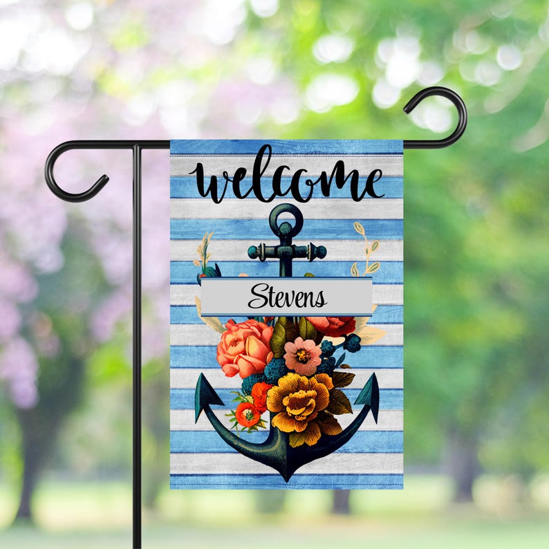 Personalized Anchor Sign, Anchor Welcome Garden Flag, Beach House Decor ...