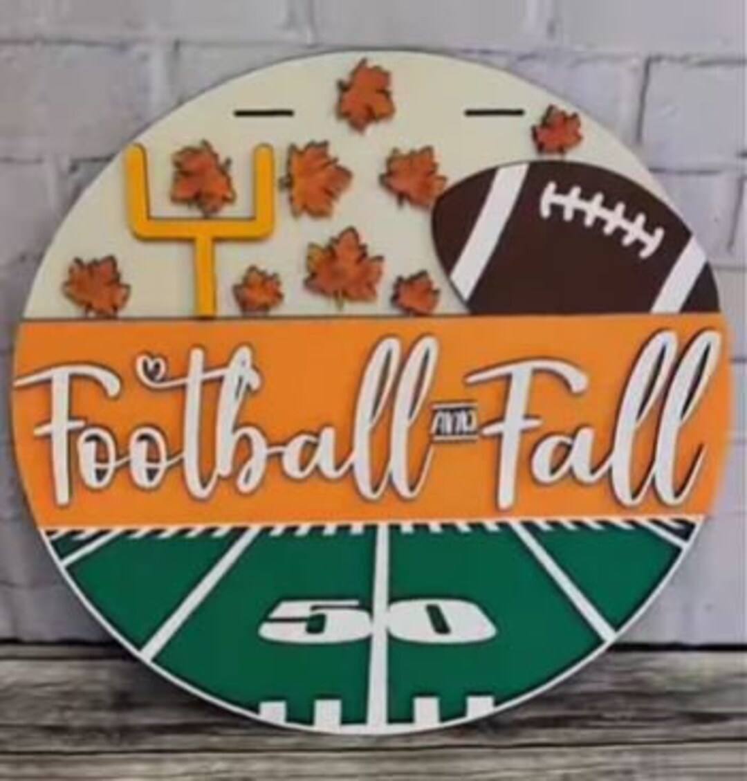 Football and Fall Door Sign Football Door Hanger With Ribbon - Etsy