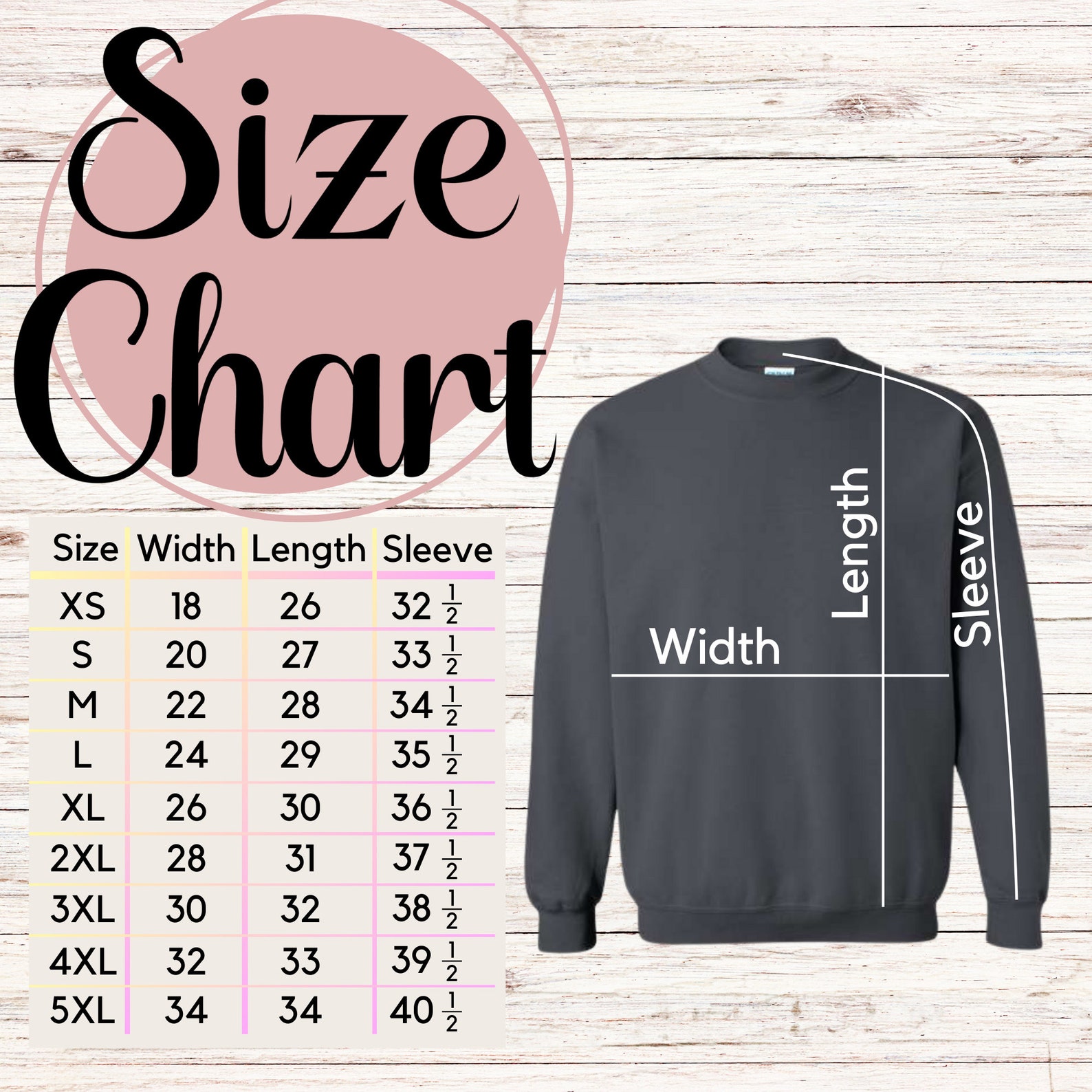 Gildan 18000 Size Chart Mockup, Gildan Crewneck Sweatshirt Size Chart ...