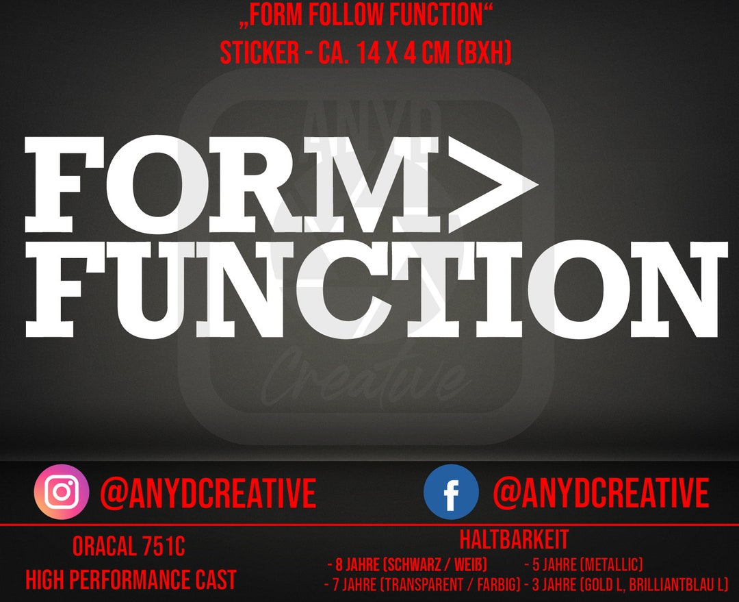 Form Follow Function Car Stickers, Stickers, Dub Approx. 14 X 4 Cm 117 ...