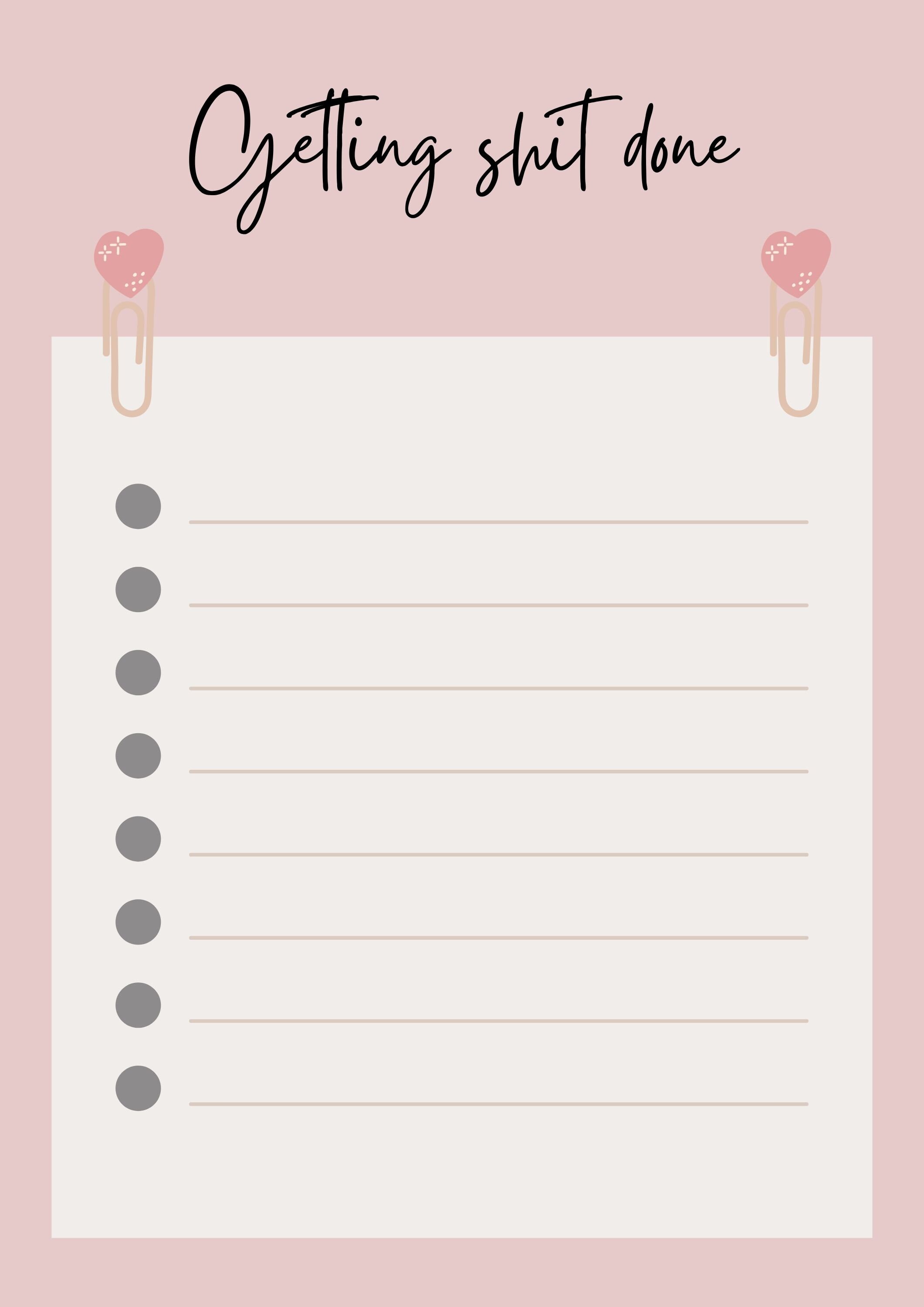 Planner, Printable to Do List, Funny Job List, to Do. Getting Shit Done ...