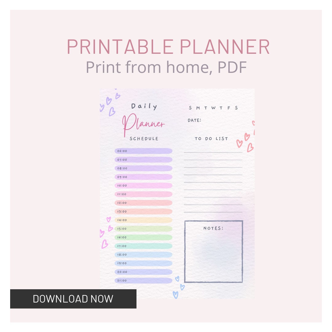 Printable Planner, Daily Planner, PDF, Rainbow Daily Planner - Etsy