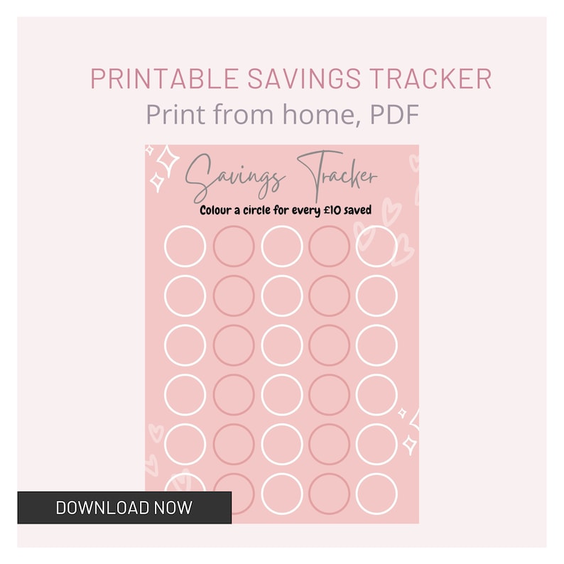 Printable Savings Tracker, PDF, Savings Counter, Printable Savings ...