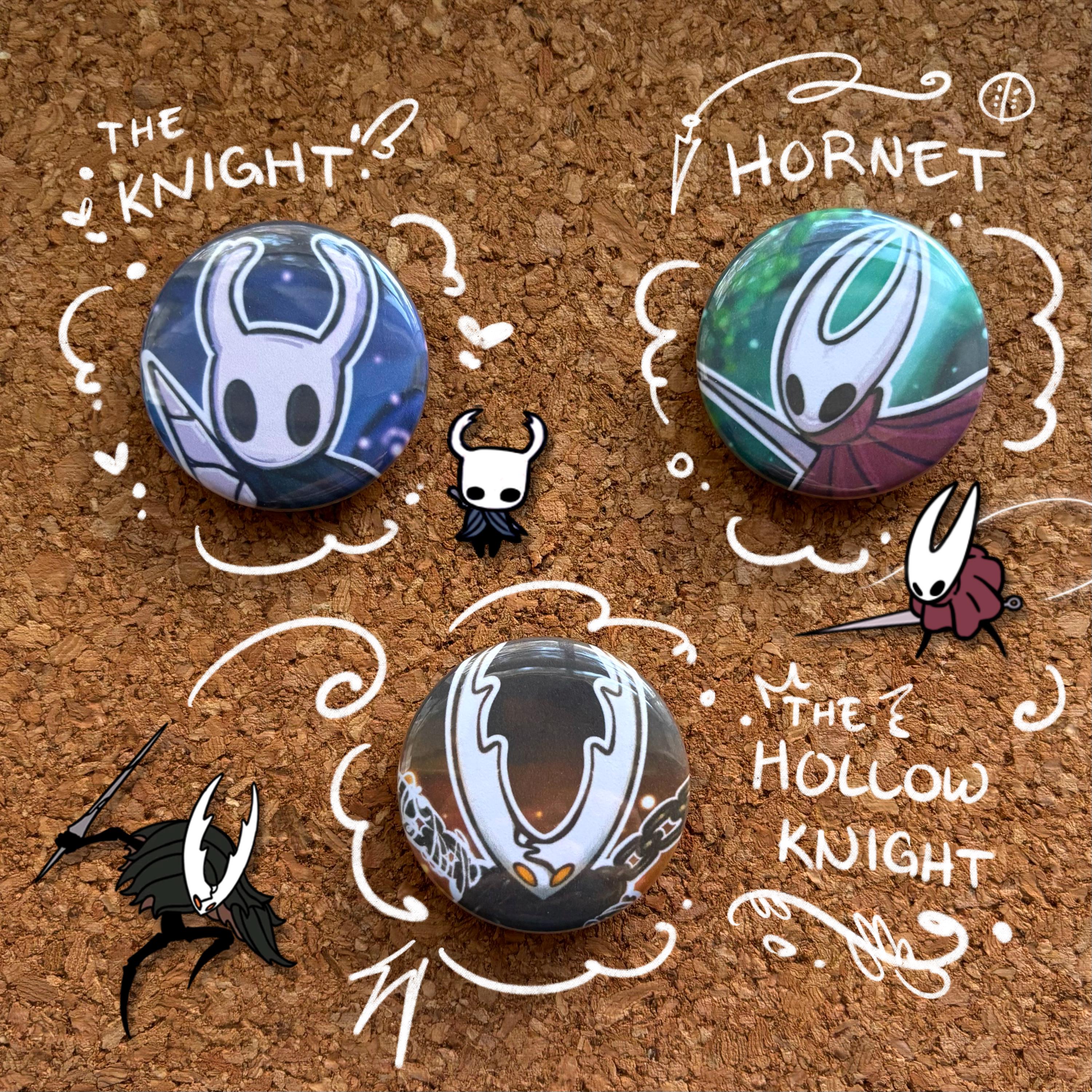 HOLLOW KNIGHT Character Buttons: Knight, Hornet, Quirrel, and More - Etsy