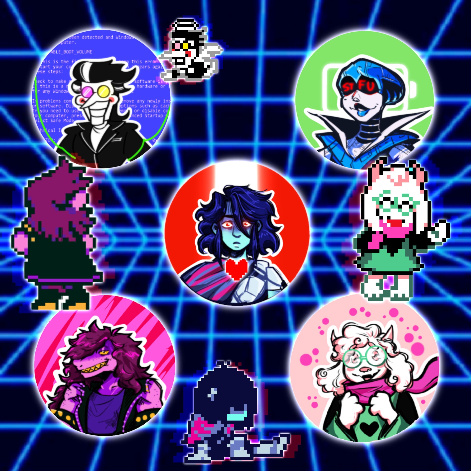 DELTARUNE PINBACK BUTTONS kris, Susie, Ralsei, Spamton, Queen - Etsy