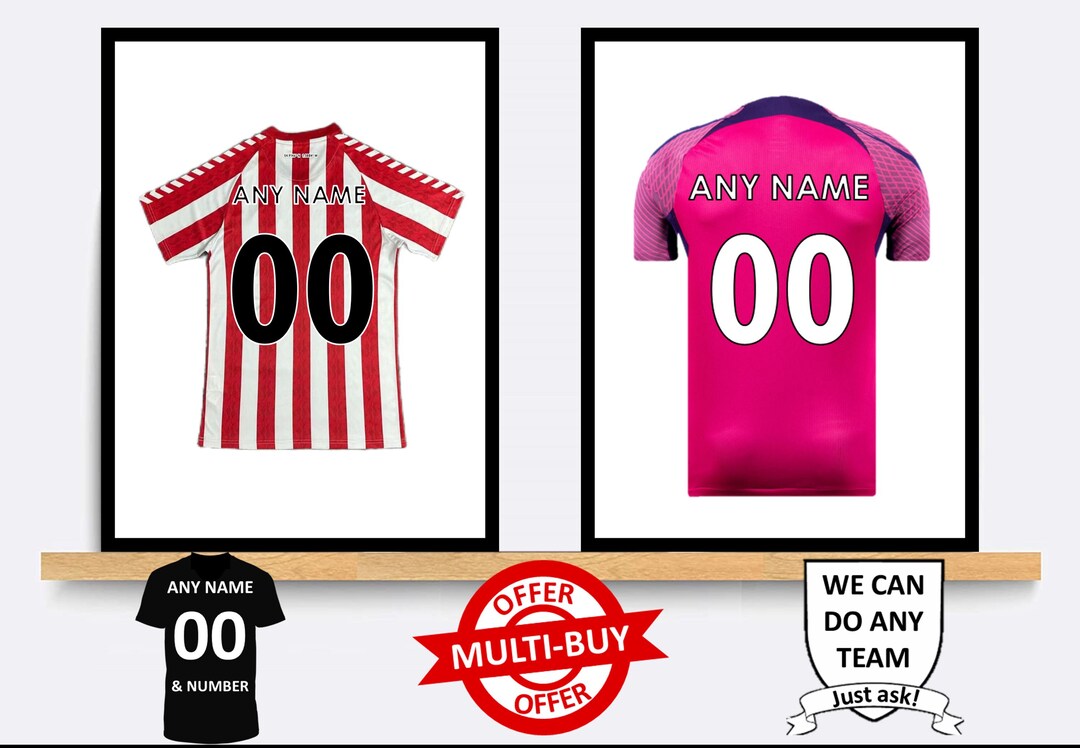 Personalised Sunderland AFC Football Shirt Print Wall Art Poster Custom ...
