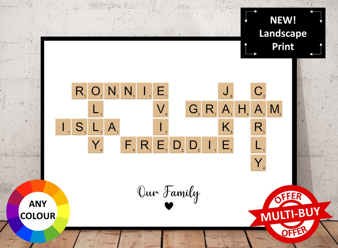 Personalised Scrabble Landscape Print Wall Art Poster Custom Home Decor ...