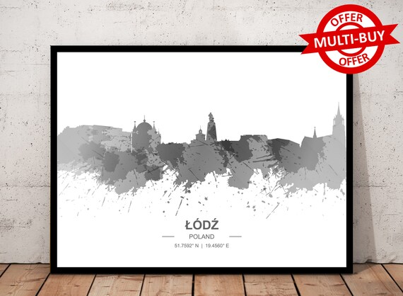 Lodz Poland Skyline Print Cityscape Map Art Poster Landscape | Etsy