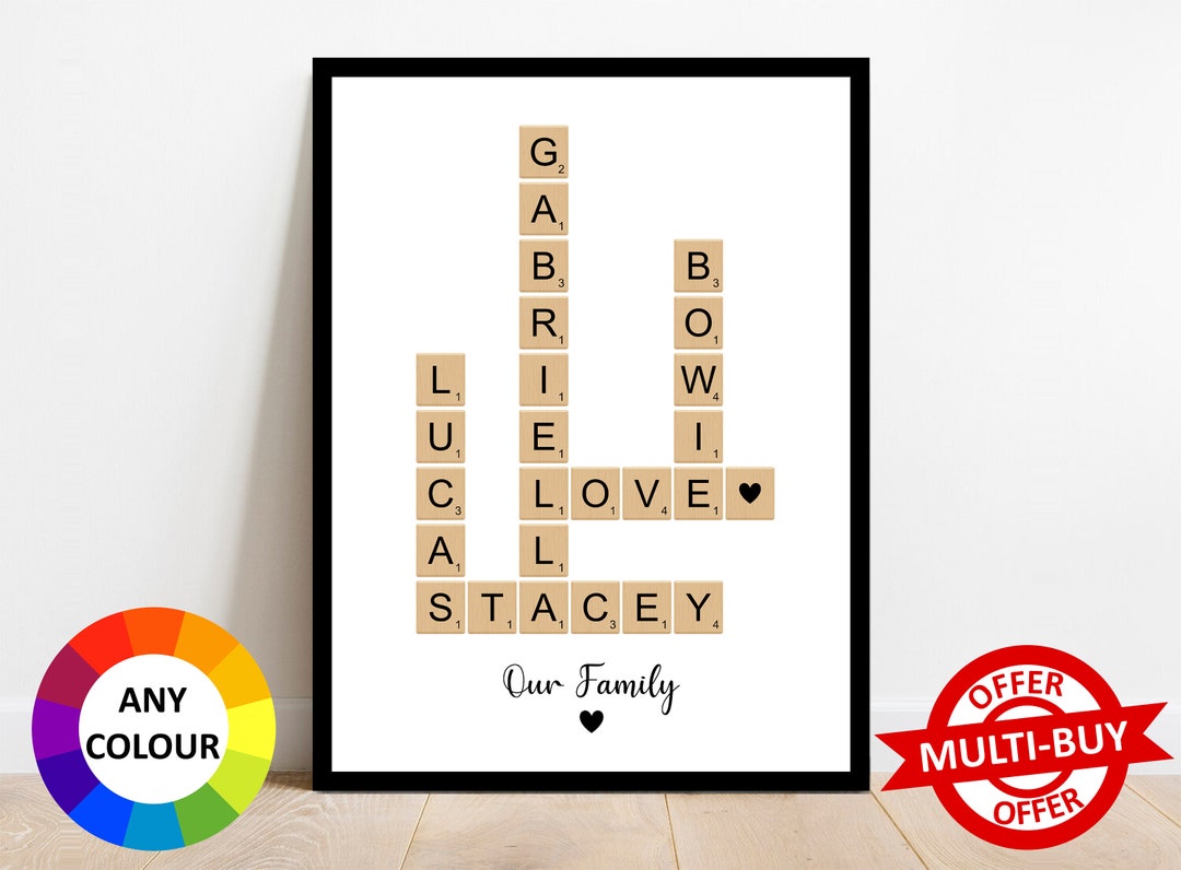 Personalised Scrabble Print Wall Art Poster Custom Home Decor Gift Idea ...