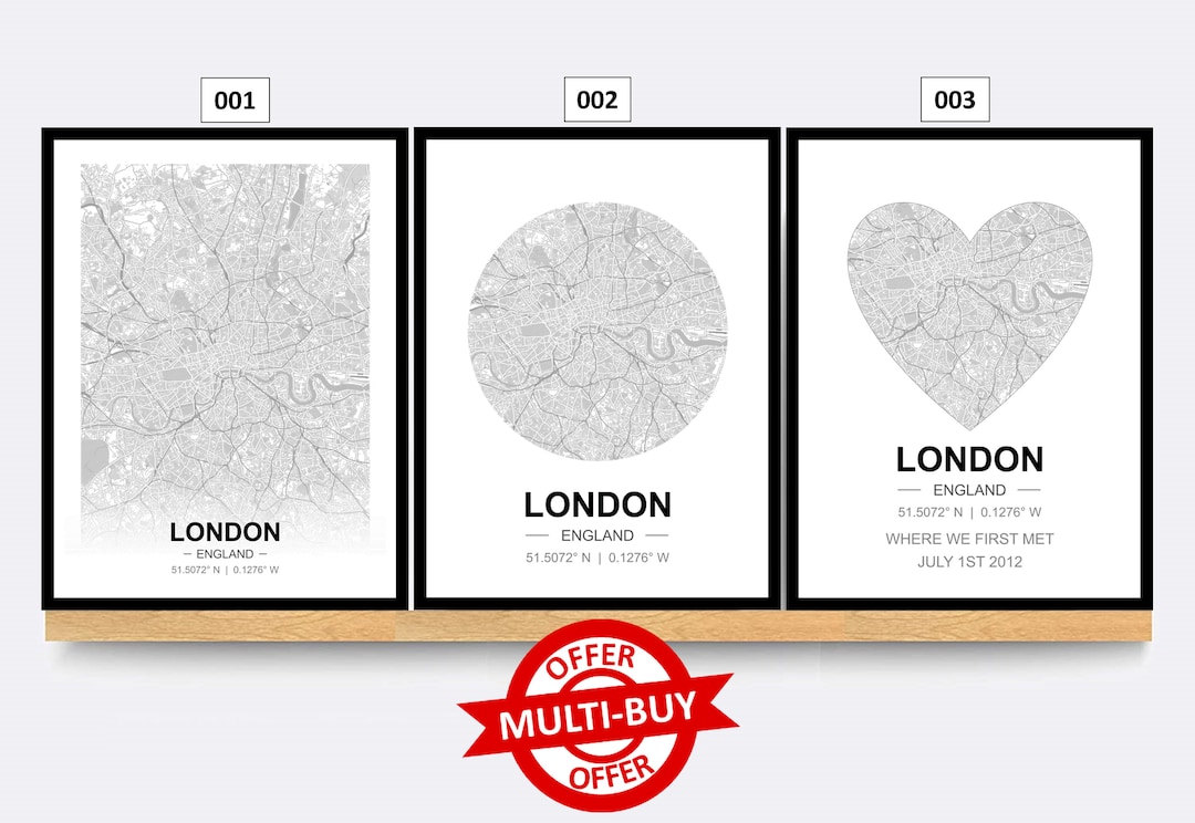 London England Street Map Print City Map Wall Art Poster Monochrome ...