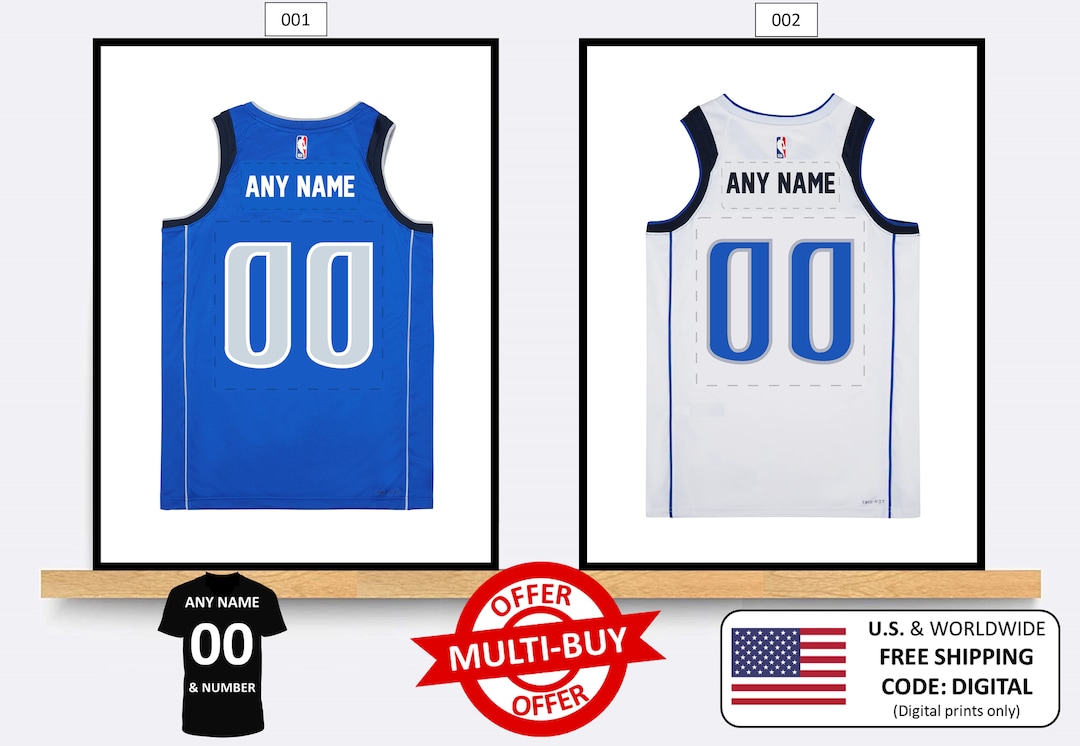 Personalised Dallas Mavericks Basketball Jersey Print Wall Art Poster ...