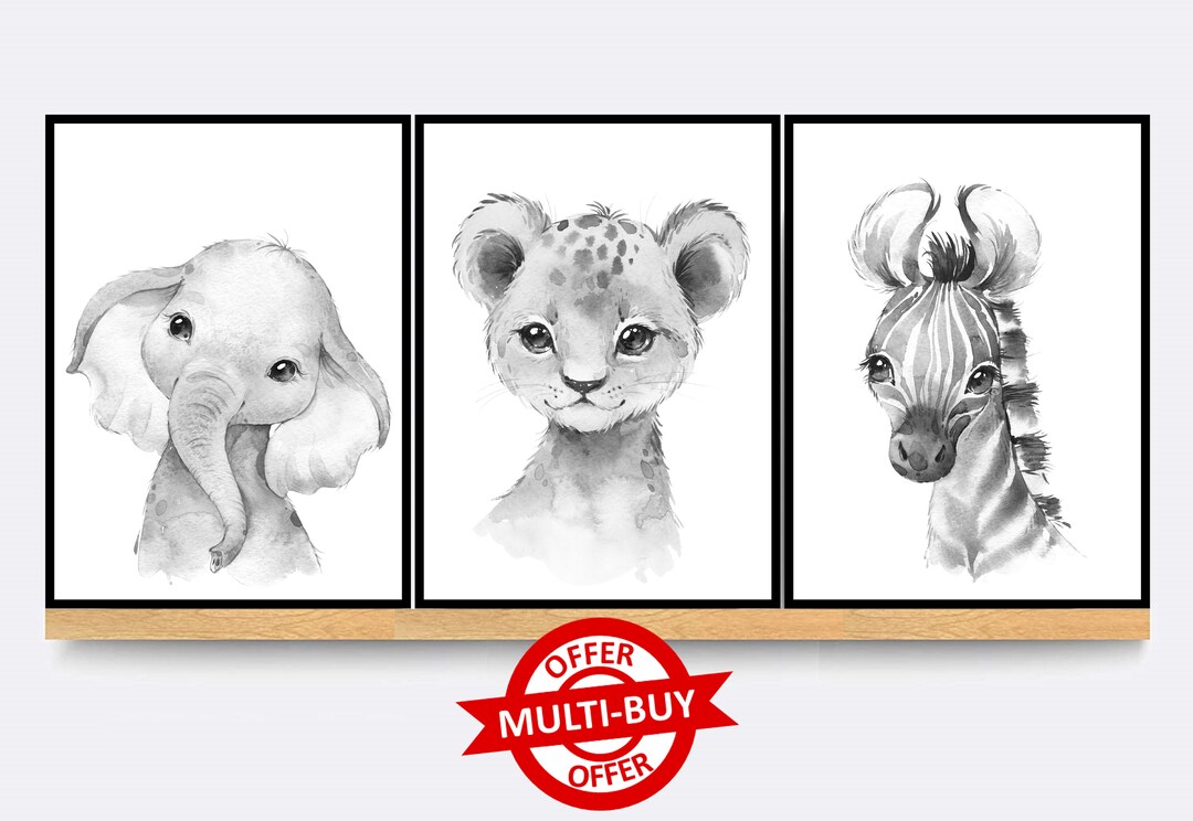Safari Animal Print Wall Art Poster Baby Nursery Bedroom Baby Gift ...