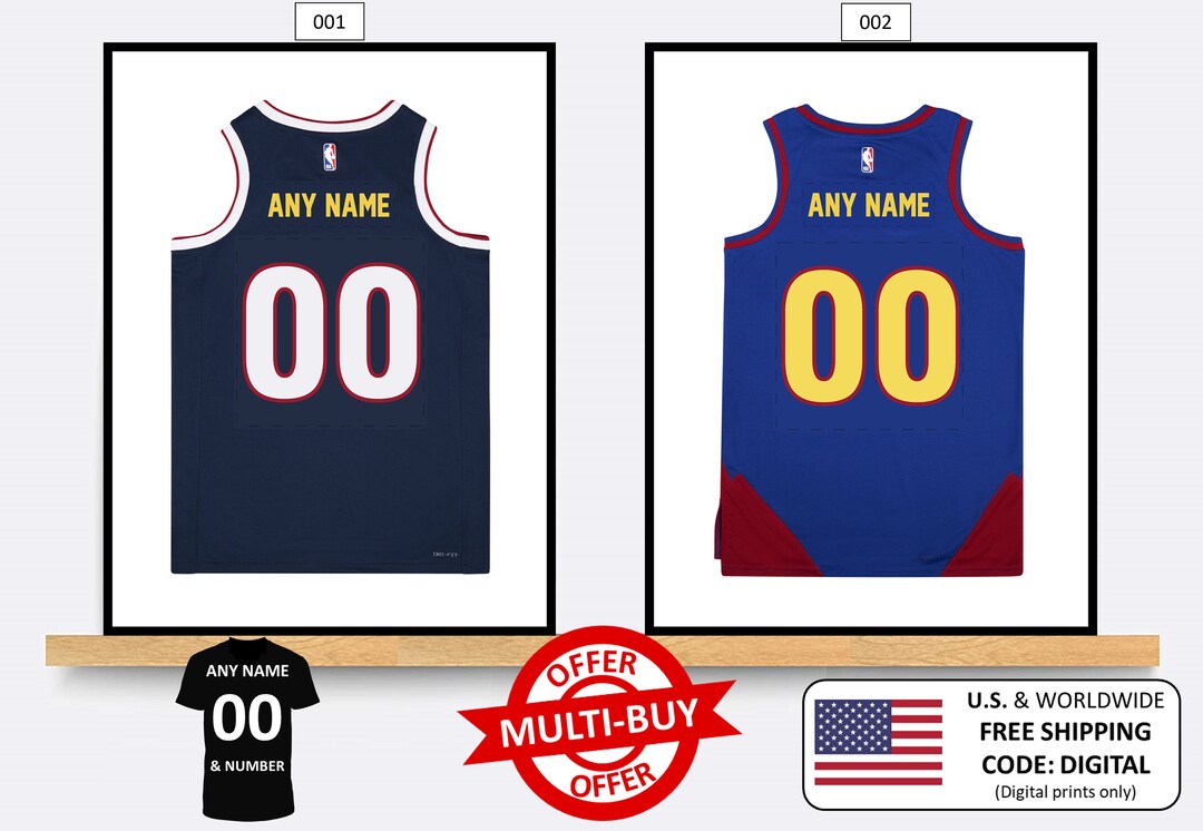 Personalised Denver Nuggets Basketball Jersey Print Wall Art Poster ...