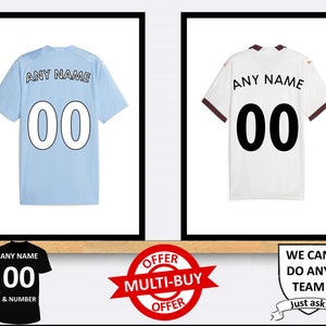 Personalised Manchester City Football Shirt Print Wall Art Poster ...