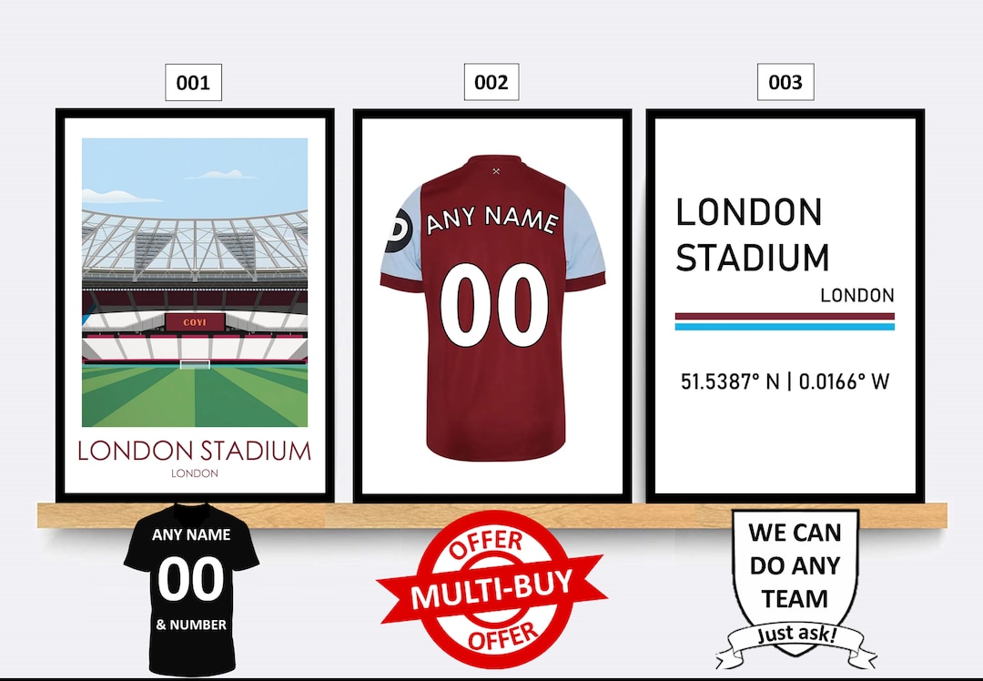 Personalised West Ham United Football Stadium Print Wall Art Poster ...
