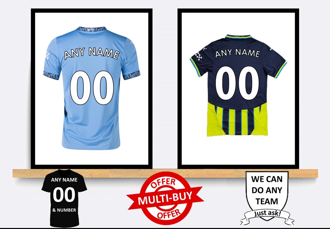 Personalised Manchester City Football Shirt Print Wall Art Poster ...
