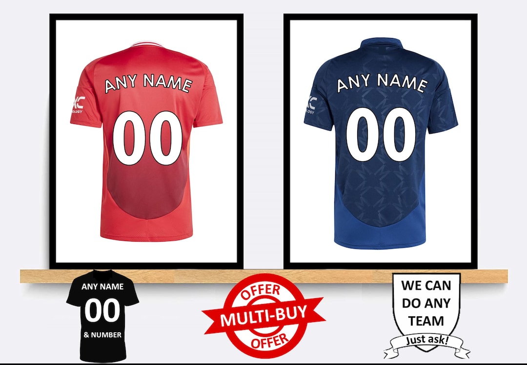 Personalised Manchester United Football Shirt Print Wall Art Poster ...