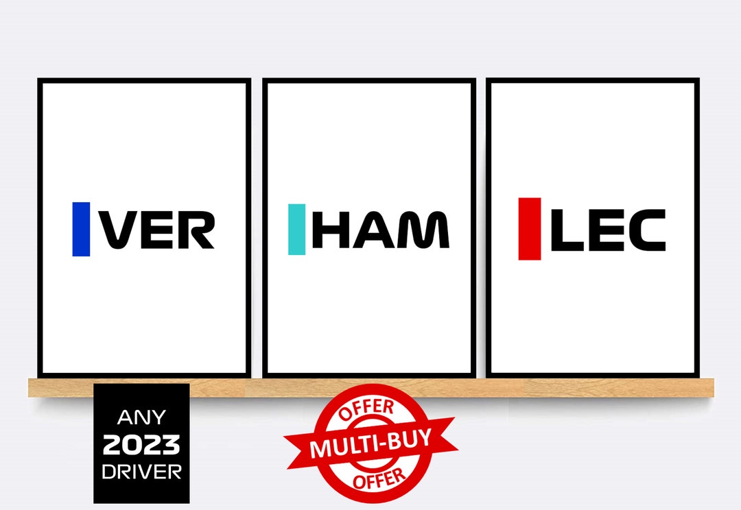 Formula 1 Print F1 Driver Initials Poster Formula One Track Racing Wall ...