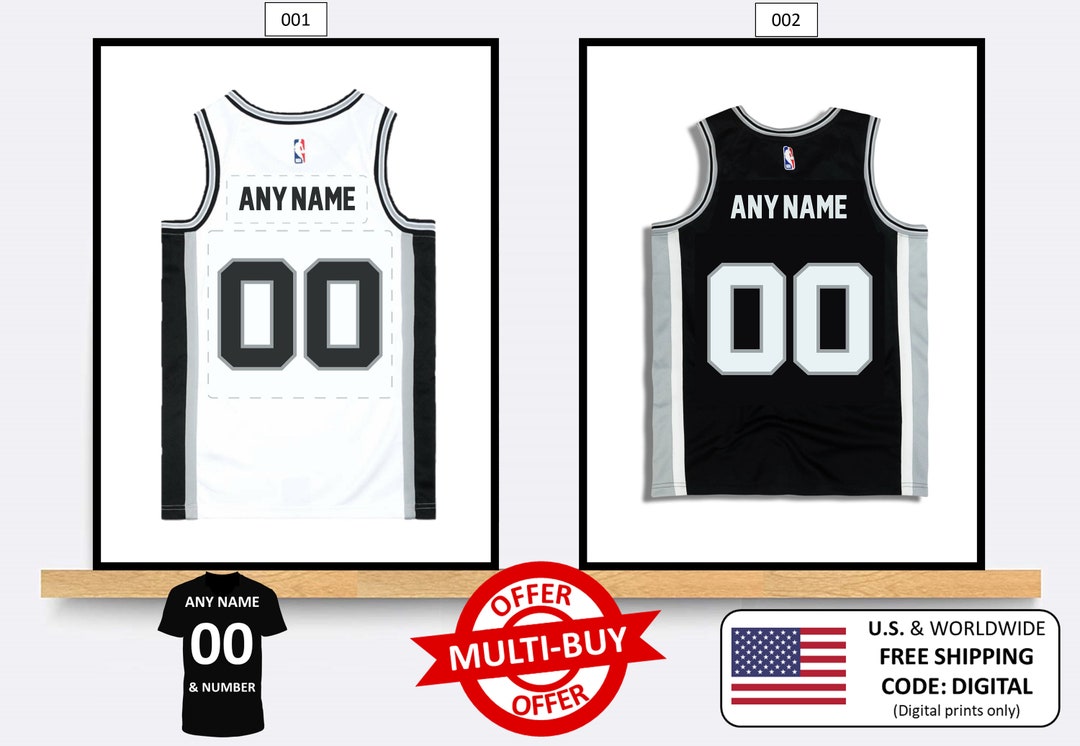 Personalised San Antonio Spurs Basketball Jersey Print Wall Art Poster ...