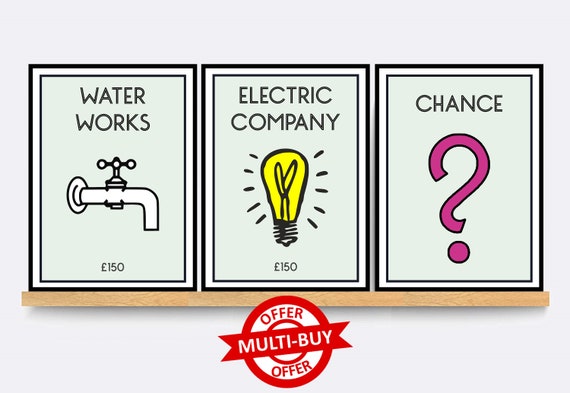 Monopoly Water Works Print Wall Art Poster Custom Property - Etsy UK