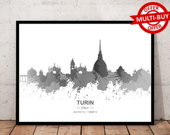 Turin Skyline Printable Turin Italy Black White Wall Art Turin Poster ...