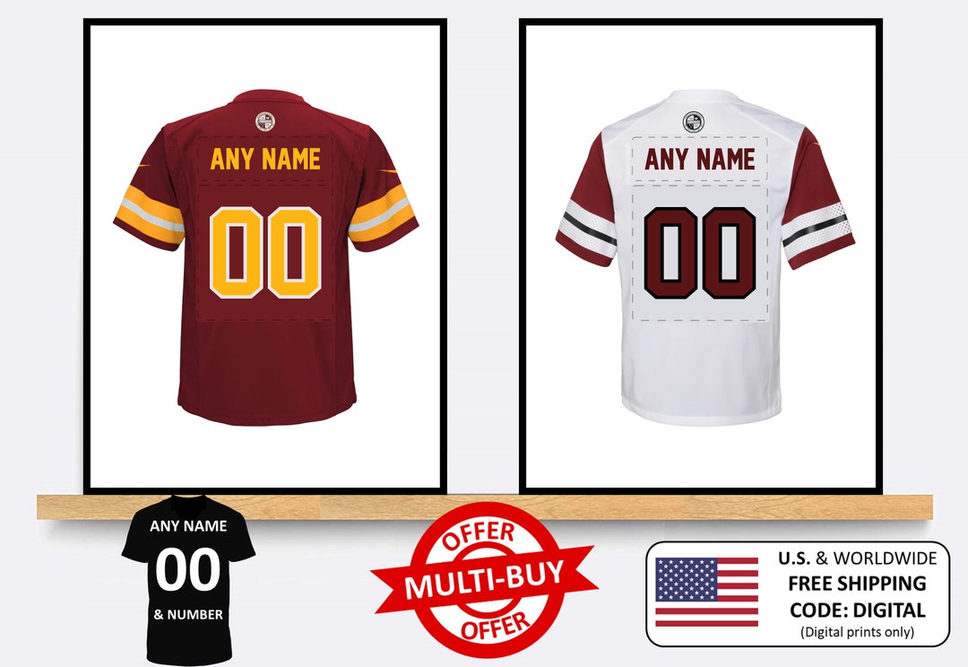 Personalised Washington Commanders American Football Jersey Print Wall ...