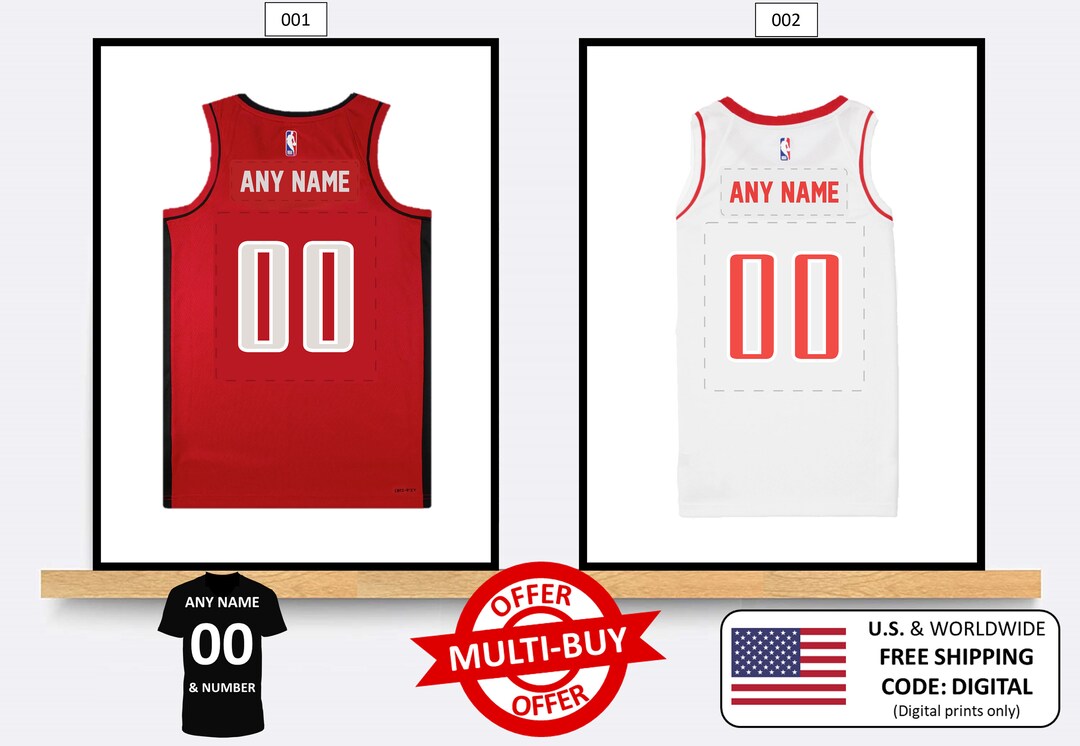 Personalised Houston Rockets Basketball Jersey Print Wall Art Poster ...