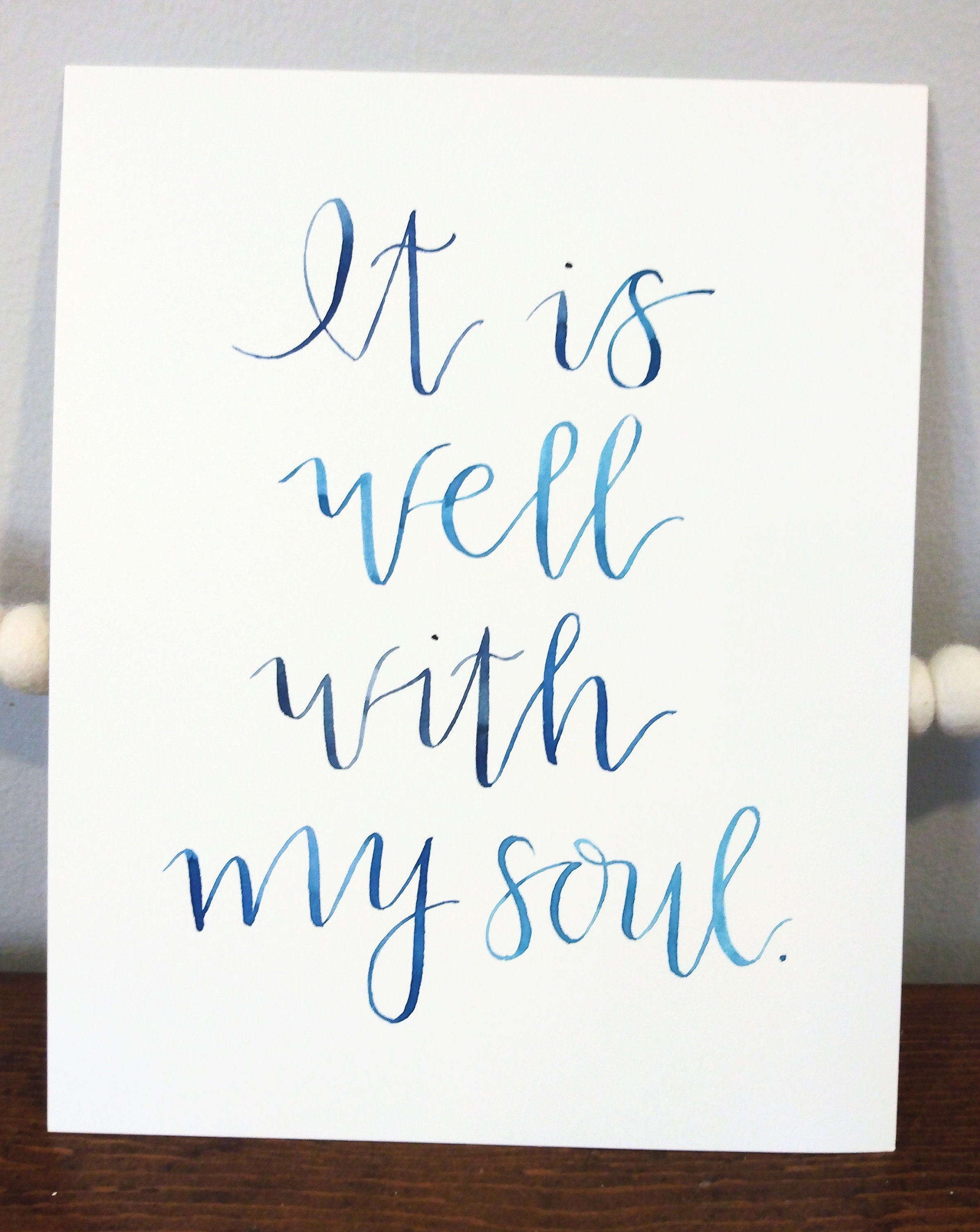 It is Well Hymn, Watercolor Print, Hand-lettered - Etsy